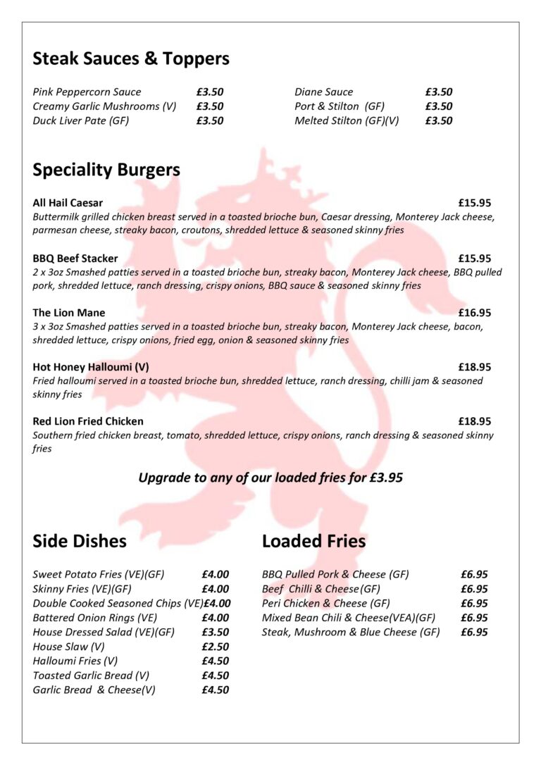 SUNDAY MENU